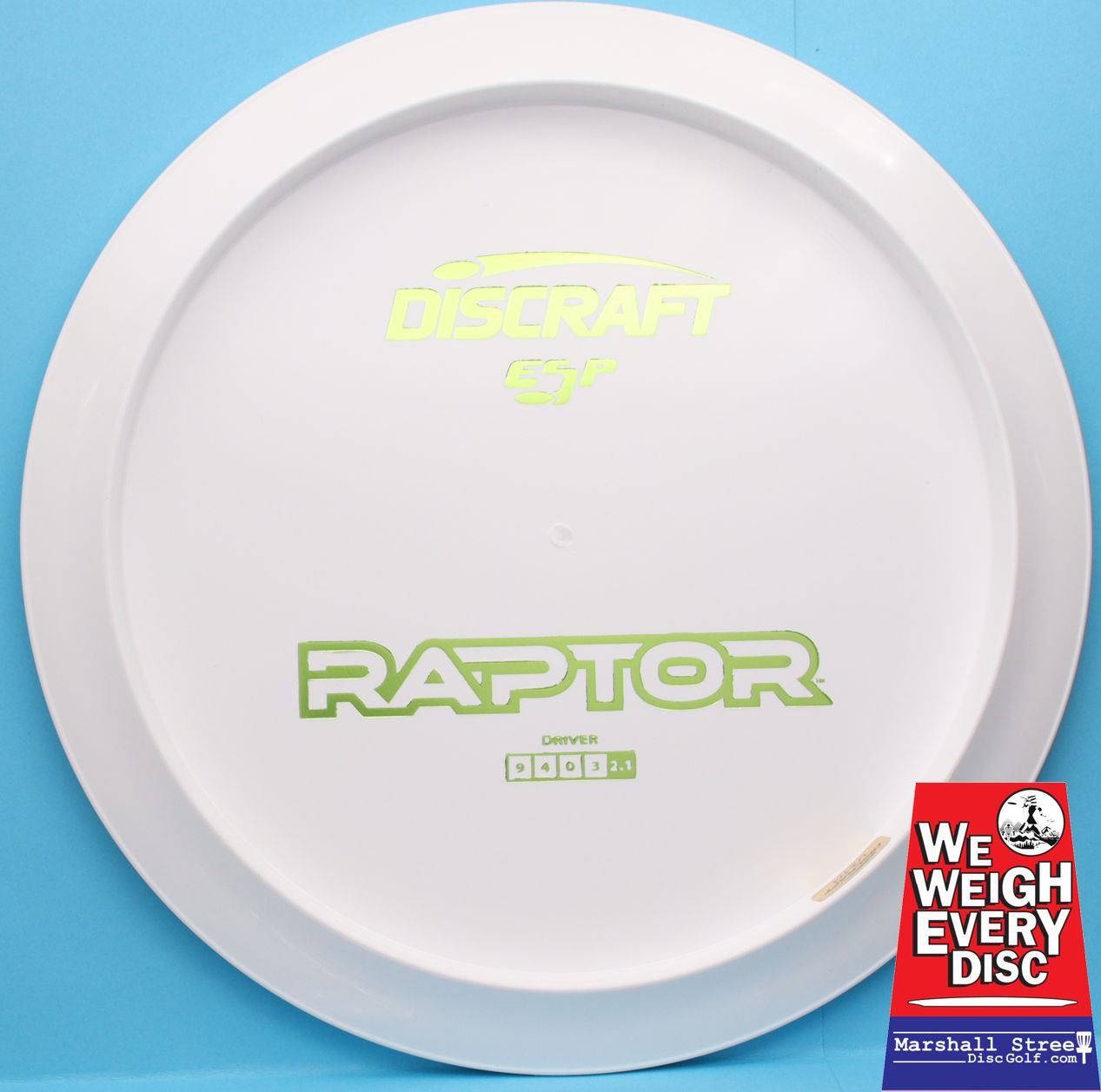 White ESP Raptor, Bottom Stamp • Marshall Street Disc Golf